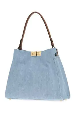 Fendi Denim Medium Way Shopping Bag - Blue