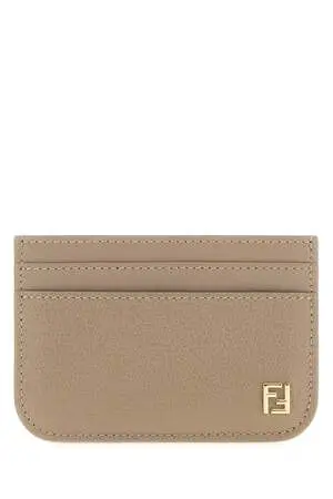 Fendi Dove Grey Leather Ff Card Holder - Gray