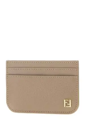 Fendi Dove Grey Leather Ff Card Holder - Gray