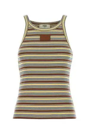 Fendi Embroidered Cotton Tank Top - Multicolor