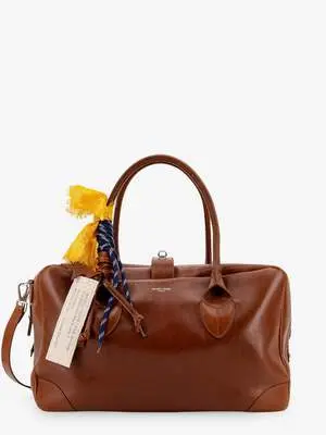 GOLDEN GOOSE Vita Leather Handbag With Front Logo - Brown