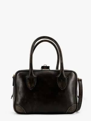 GOLDEN GOOSE Vita Vintage Leather Top Handle Bag - Black