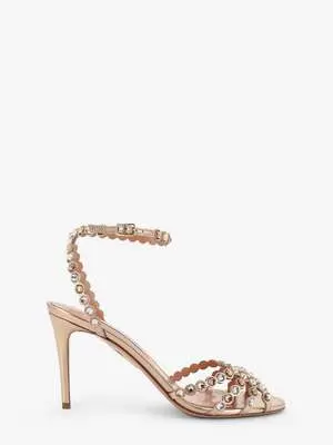 AQUAZZURA Tequila Sandals With Crystal Detail - Gold