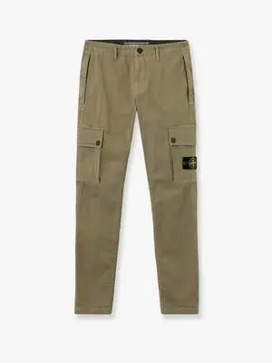 Stone Island Cotton Blend Cargo Trousers - Green
