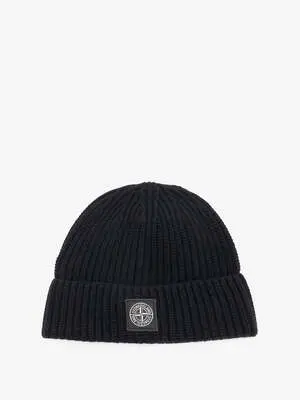 Stone Island Geelong Virgin Wool Beanie - Black