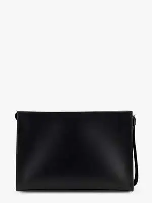 Orciani Leather Clutch Bag With Metal Lettering Logo