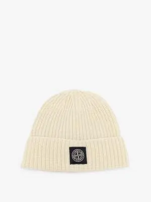 Stone Island Geelong Virgin Wool Beanie - White