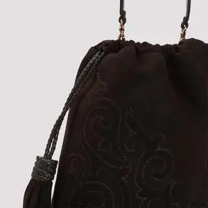 Etro Kalispera Medium Suede Bucket Bag With Fringe And Tassels