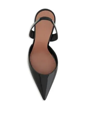 Amina Muaddi Holli Patent Leather Slingback Pumps