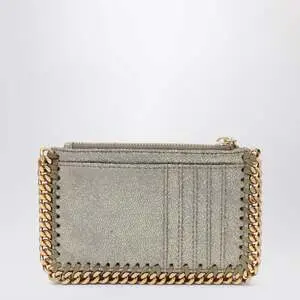Stella McCartney Falabella Card Holder In Metallic Pyrite - Silver