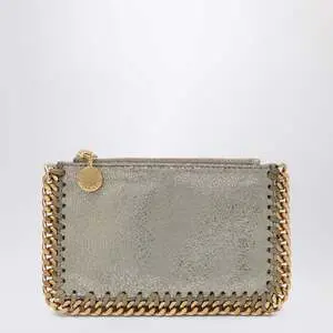 Stella McCartney Stella Mccartney Falabella Card Holder In Metallic Pyrite Women Silver