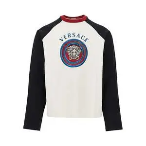 Versace Cotton T-shirt With Edusa Logo Print An