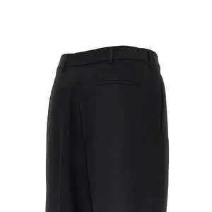 Saint Laurent Wool Grain De Poudre Tailored Wide-leg Trousers