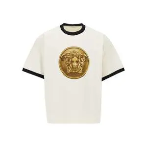 Versace Cotton T-hirt With Medua Coin Print
