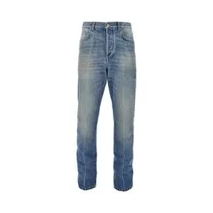 Versace Cotton Denim Jeans With Medusa Detail - Blue