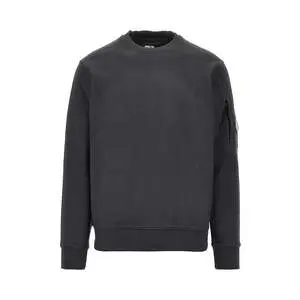 C.P. COMPANY Crewneck Cotton Weathirt With Nfc Len - Black