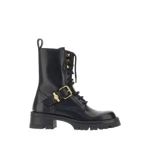 Versace Leather Mid-calf Boots With Medusa Detail - Black