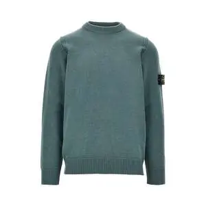 Stone Island Knitted Weater With Logo Badge - Green