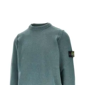 Stone Island Virgin Wool-blend Knit Sweater With Logo Badge