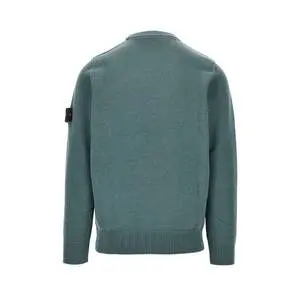 Stone Island Virgin Wool-blend Knit Sweater With Logo Badge