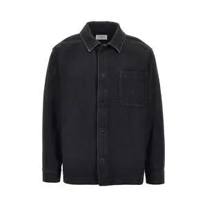 Saint Laurent Denim Overhirt With Caandre Embroidery - Black