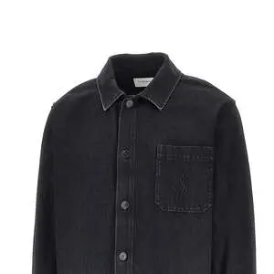 Saint Laurent Denim Overhirt With Caandre Embroidery - Black
