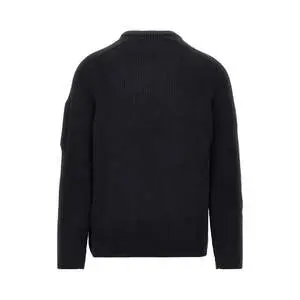 C.P. COMPANY Crewneck Sweater With Zippered Pocket And Nfc Lens - Black