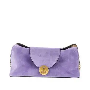Versace Suede Leather 'vivian' Clutch - Purple
