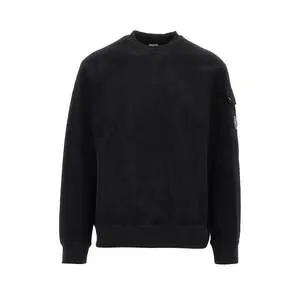 C.P. COMPANY Crewneck Cotton Weathirt With Nfc Len - Black