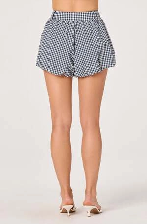 Astr The Label Margeen Gingham Bubble Hem High-rise Shorts