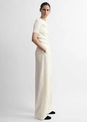 TOTEME High-waisted Wide-leg Trousers With Pressed Creases - Ecru