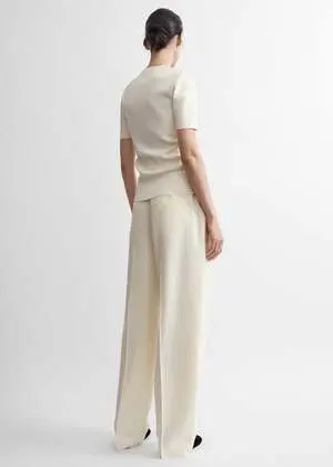 TOTEME High-waisted Wide-leg Trousers With Pressed Creases - Ecru
