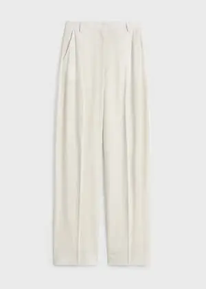 TOTEME High-waisted Wide-leg Trousers With Pressed Creases - Ecru