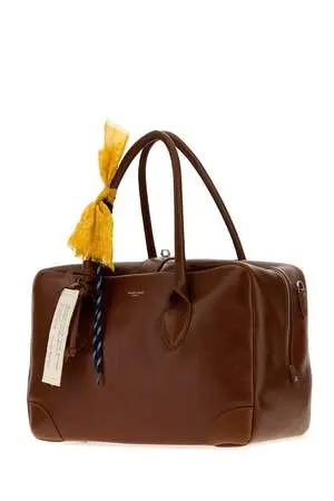 GOLDEN GOOSE Leather Medium Travel Bag With Printed Logo And Patches