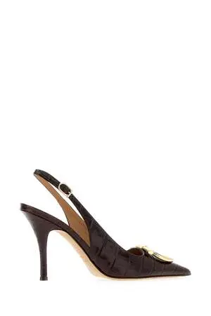 FERRAGAMO Embossed Calf Leather Slingback Pumps