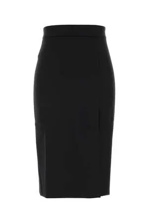 Andamane Stretch Gabardine Skirt With Side Slits - Black