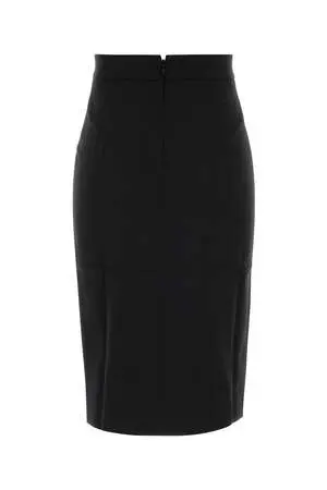 Andamane Stretch Gabardine Skirt With Side Slits