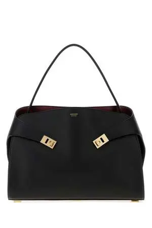 FERRAGAMO Leather Large Hug Soft Shoulder Bag - Black