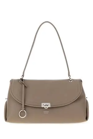 FERRAGAMO Dove Leather Sofia 2026 Handbag - Grey