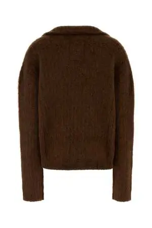 UMA WANG Stretch Alpaca Blend Oversize Polo Shirt - Brown
