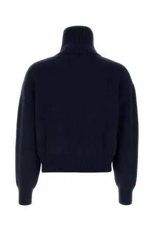 Extreme Cashmere Navy Cashmere High Neck Cardigan