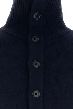 Extreme Cashmere Navy Cashmere High Neck Cardigan
