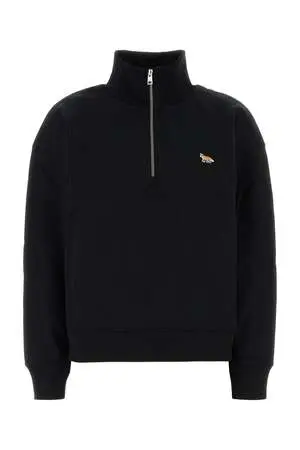 Maison Kitsuné Cotton Sweatshirt With Baby Fox Patch - Black