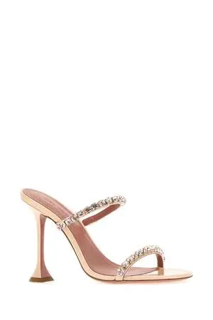 Amina Muaddi Patent Leather Gigi Mules With Rhinestone Embellishments