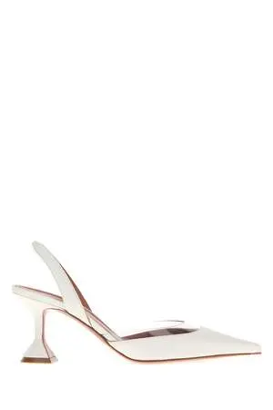 Amina Muaddi Nappa Leather Lara Pumps - White