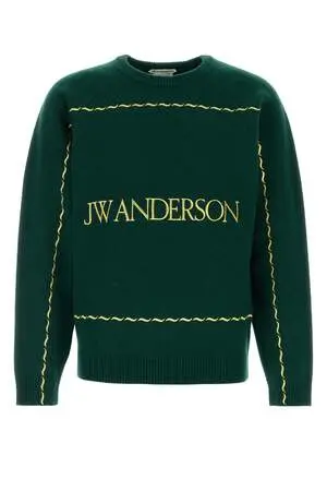 JW Anderson Wool Sweater With Embroidered Logo - Green