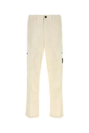 Stone Island Ivory Stretch Cotton Cargo Pant - White