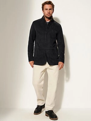 Overland Steven Leather Blazer - Graphite/taupe