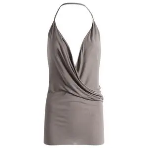 Rick Owens Draped Open Back Top - Steel