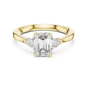 AYA FINE JEWELRY Emerald Cut Diamond Engagement Ring With Trillion Side Stones In 10k Gold - Yellow